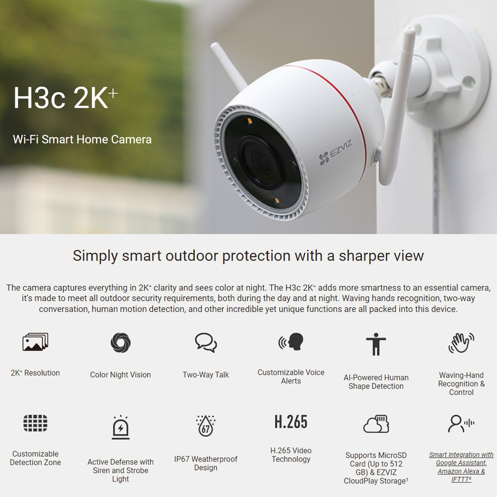 EZVIZ H3c 3MP 2K / H3c 4MP 2K+ Outdoor Wi-Fi Smart Home Camera – cctv9