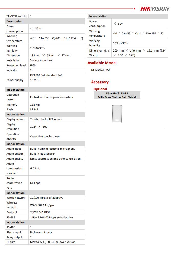 HIKVISION DS-KIS603-P(C) IP Video Intercom Kit – cctv9