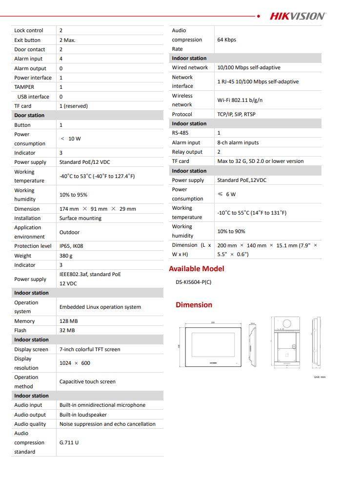HIKVISION DS-KIS604-P(C) IP Video Intercom KIT – cctv9