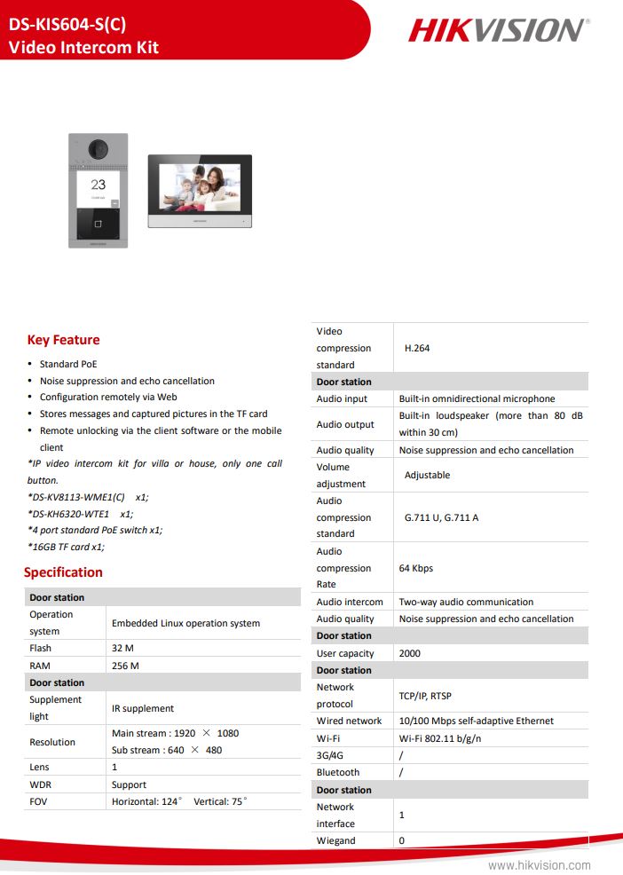 HIKVISION DS-KIS604-S(C) IP Video Intercom KIT – cctv9